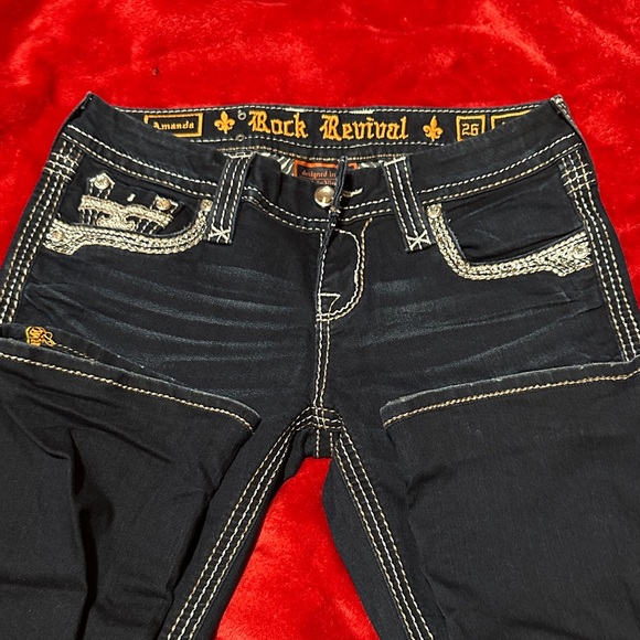 Rock Revival | Jeans | Rock Revival Dark Denim With White Stitching ...